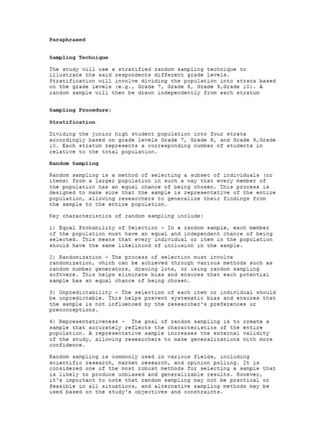 Sampling Technique Pdf Sampling Statistics Stratified Sampling