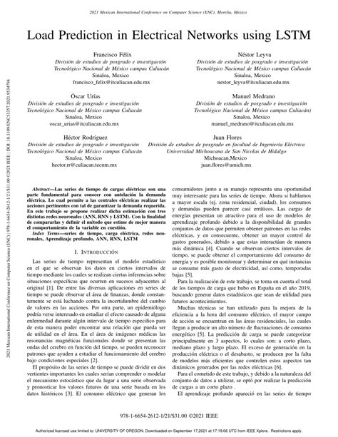 Pdf Load Prediction In Electrical Networks Using Lstm