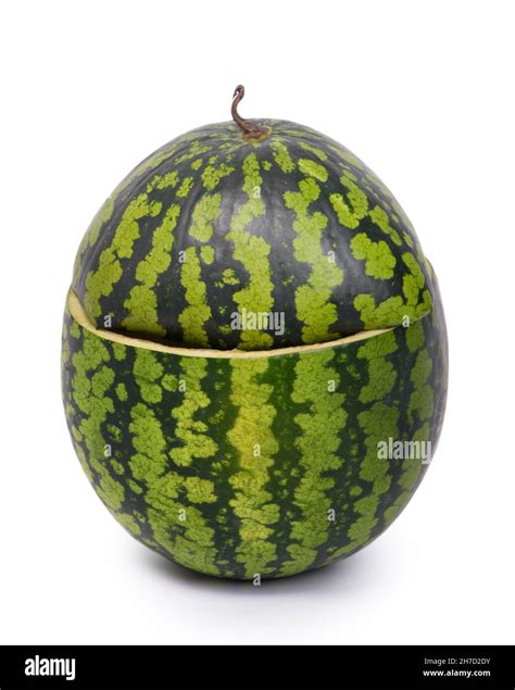 Hollow Watermelon With Empty Peel Isolated Over White Background Stock
