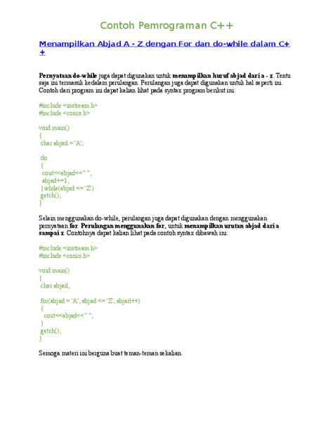 Doc Contoh Pemrograman Pada C