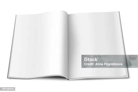 오픈 페이퍼 백 책 현실적인 벡터 모형 빈 흰색 페이지 저널 또는 잡지 템플릿 빈 브로셔 소책자 또는 카탈로그 모형 열다에 대한 스톡 벡터 아트 및 기타 이미지 Istock