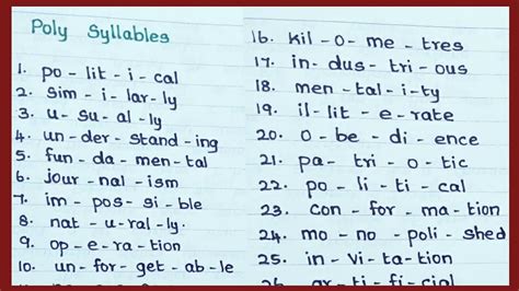 Poly Syllables Part 2 Jsj Jesy English Grammar Youtube