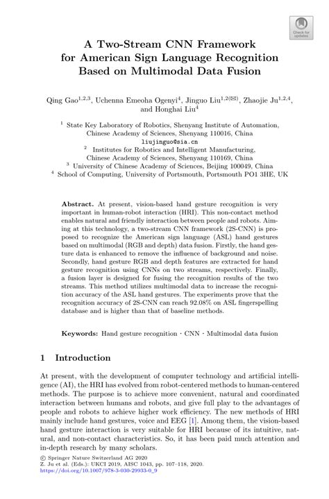 Pdf A Two Stream Cnn Framework For American Sign Language Recognition Based On Multimodal Data