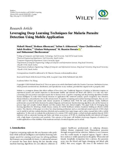 Pdf Leveraging Deep Learning Techniques For Malaria Parasite Detection Using Mobile Application