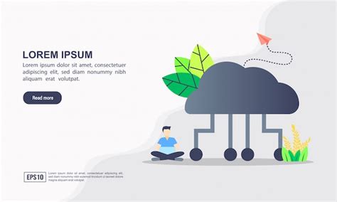 Premium Vector Landing Page Template Cloud Computing Illustration Concept With Character