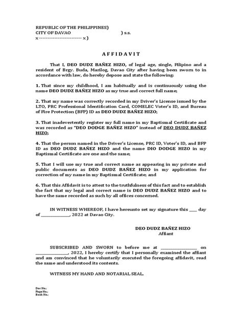 Affidavit Of Correction Pdf