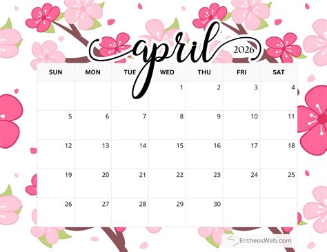 April 2026 Printable Calendar Floral Free Printable Templates