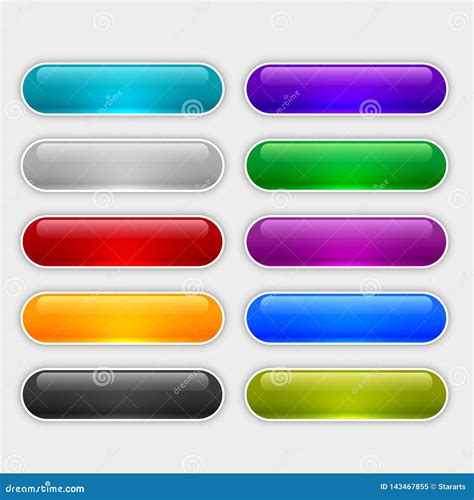 Glossy Web Buttons Set In Different Colors Stock Vector Illustration