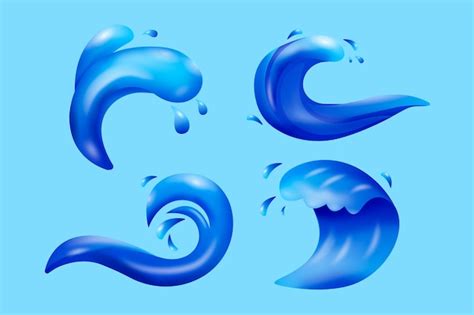 Premium Vector Realistic Water Wave Collection Illustration