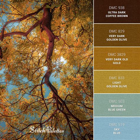 A Tree In Mexico Embroidery Color Palette With Thread Codes