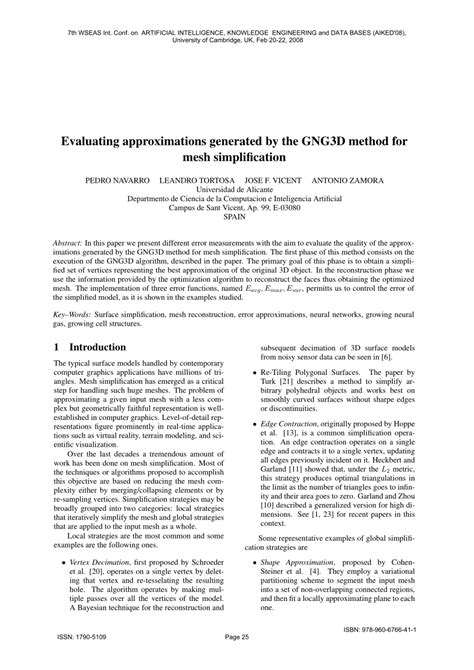 Pdf Evaluating Approximations Generated By The Gng3d Method For Mesh