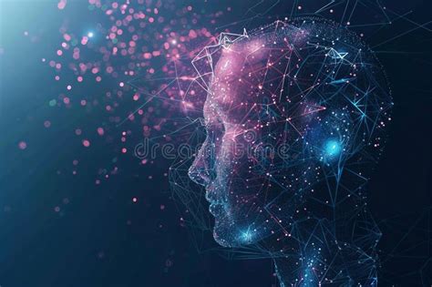 Abstract Digital Human Face Composed Of Glowing Dots And Lines Representing Ai And Technology