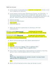 Week Pre Class Quiz Docx Week Pre Class Quiz In The Context Of Work Job Design