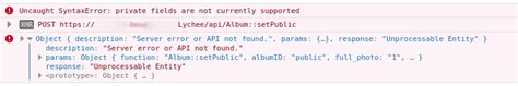 Server Error Or Api Not Found When Setting The Album Visibility To