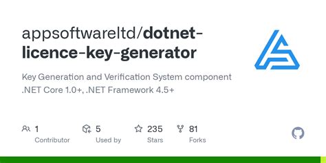 Github Appsoftwareltddotnet Licence Key Generator Key Generation And Verification System
