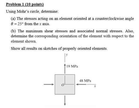Solved Problem Points Using Mohr S Circle Determine Chegg Com