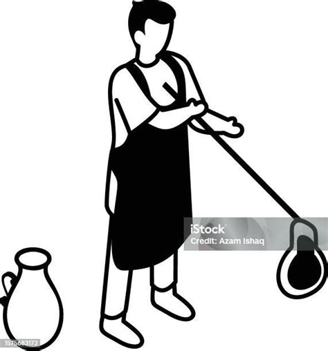 유리 불기 아이소메트릭 개념 유리 노동자 냄비 벡터 아이콘 디자인 공예 직업 기호 취미 및 예술 작품 기호 창조적인 사람들 스톡