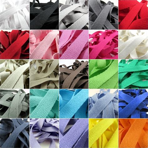 Cotton Herringbone Tape Webbing Full Sample Set 25 Colours 15mm Width