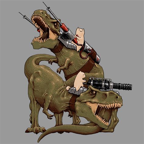 Cats Riding A Trex T Shirt Artokingo