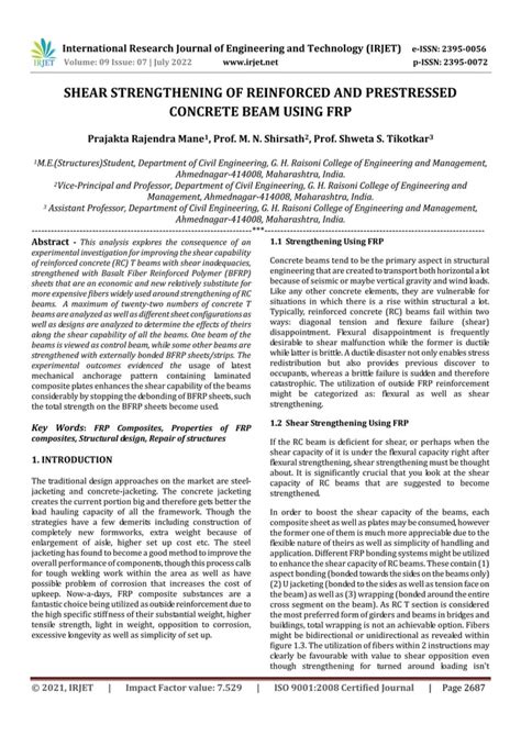 Shear Strengthening Of Reinforced And Prestressed Concrete Beam Using Frp Pdf