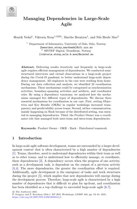 Pdf Managing Dependencies In Large Scale Agile