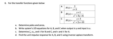 Solved For The Transfer Functions Given Belowa ﻿determine