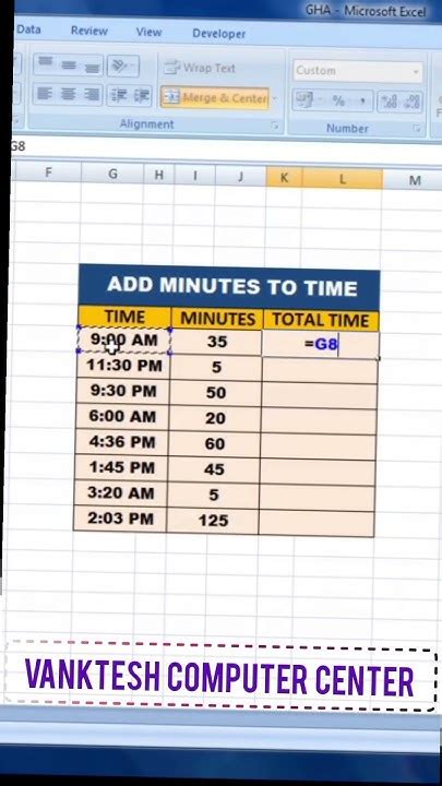 Time Calculation Formula And Trick In Ms Excel Ms Excel Vanktesh Computer Center Shorts