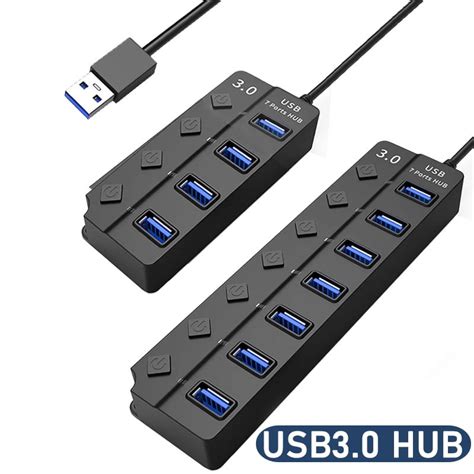 Feylan USB 3 0 Power Adapter 4 7 Port Multi USB Splitter Hub USB 2 0 USB Multiple Expander