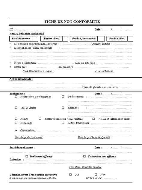 Fiche De Non Conformité Pdf