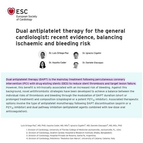 Esc Dapt Cardiology Pci Ignacio Cigalini