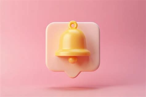 3d Minimal Notification Bell Icon With Bubble Speech Floating Around On Pastel Background New