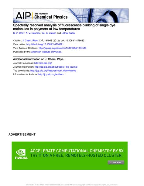 Pdf Spectrally Resolved Analysis Of Fluorescence Blinking Of Single Dye Molecules In Polymers