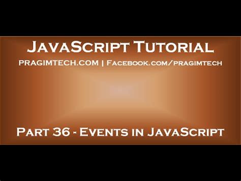 Events In Javascript Youtube