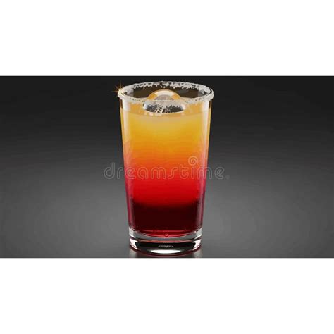 Colorful Layered Drink With Ice And Sugar Rim Stock Vector