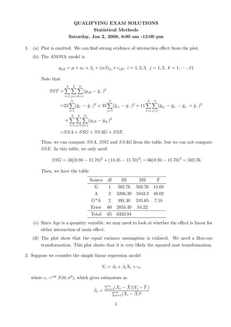 Qualifying Exam With Solutions Statistical Methods Stat 51100 Docsity