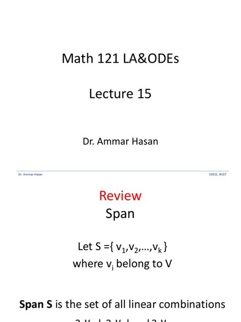 Lecture 15 Linear Independence Pdf