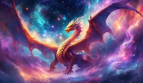 Majestic Nebula Dragon Soaring Through Starry Cosmos Ai Wallpapers
