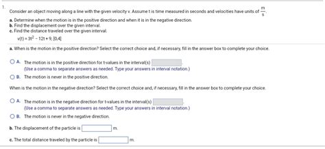 Solved Consider An Object Moving Along A Line With The Given Chegg