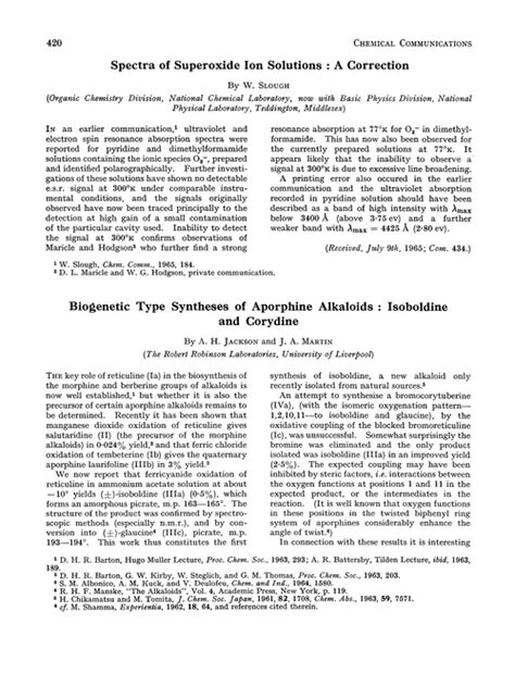 Spectra Of Superoxide Ion Solutions A Correction Chemical