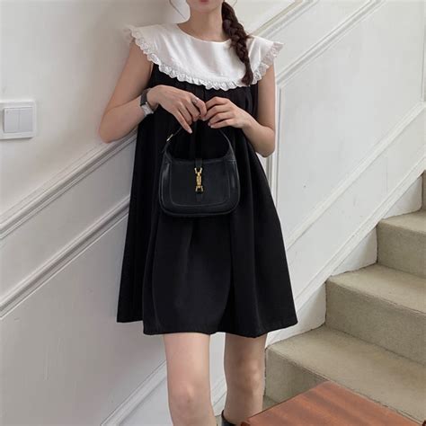 레이스 라운드 케이프 카라 핀턱 나시 미니원피스 2k109741