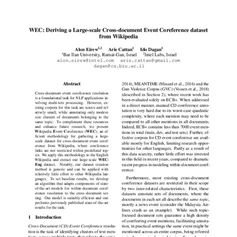 Wec Deriving A Large Scale Cross Document Event Coreference Dataset