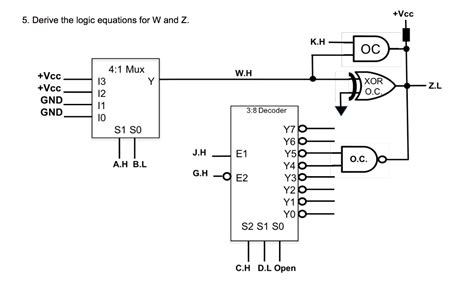 Solved Vcc Derive The Logic Equations For W And Z K H Chegg