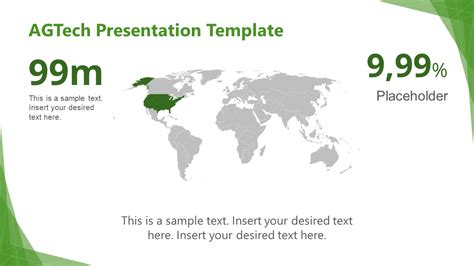 World Map Template For AGTech PowerPoint SlideModel