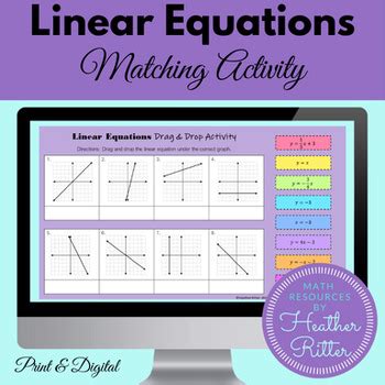 Linear Equations Graph Matching By Heather Ritter TpT