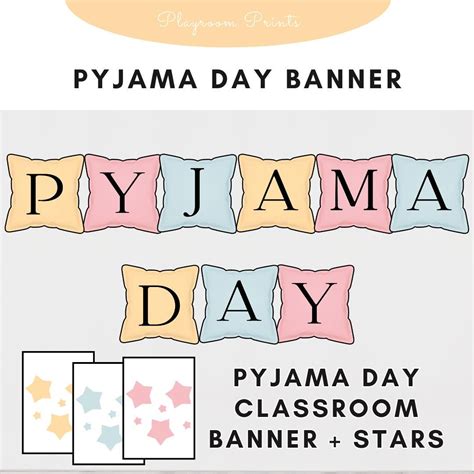 Pyjama Day Printable Banner Cushion Design Set For Daycare