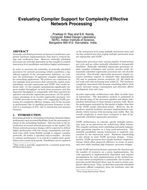 Pdf Evaluating Compiler Support For Complexity Effective Network