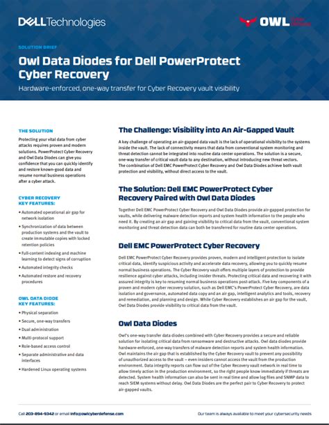 Owl Data Diodes For Dell Powerprotect Cyber Recovery