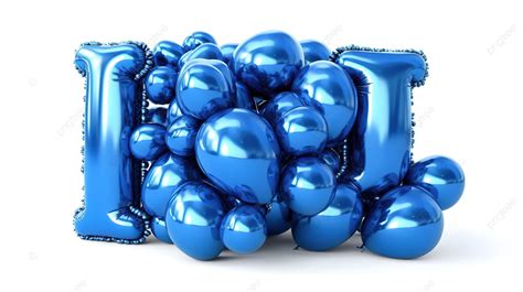 흰색 배경에 필기 알파벳 3d 일러스트와 함께 파란색 광택 풍선 호일 풍선 풍선 장식 행복한 파티 배경 일러스트 및 사진