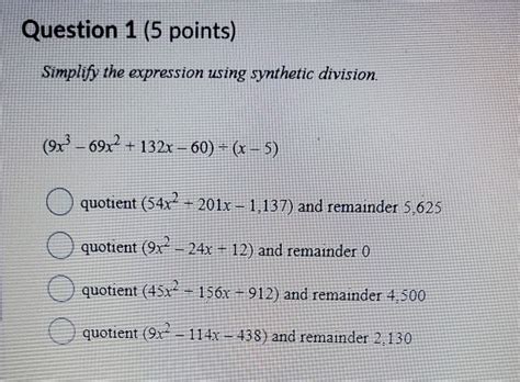 Solved Question 1 5 Points Simplify The Expression Using Chegg Com Chegg Com