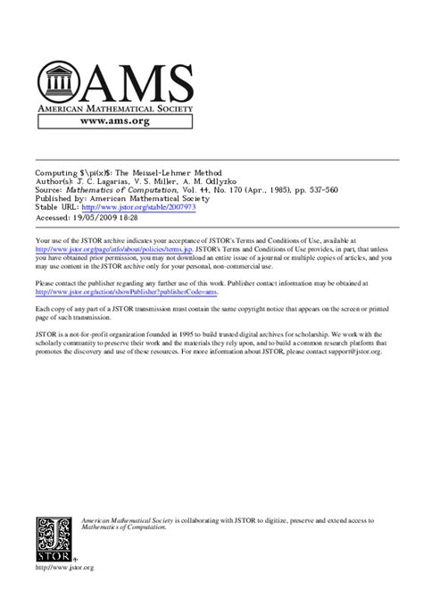 pdf computing π x the meissel lehmer method